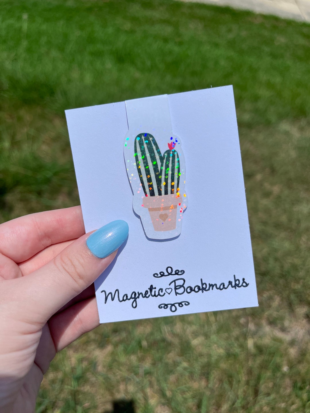 Succulent Magnetic Bookmarks, Cactus Magnetic Bookmarks, Glitter ...