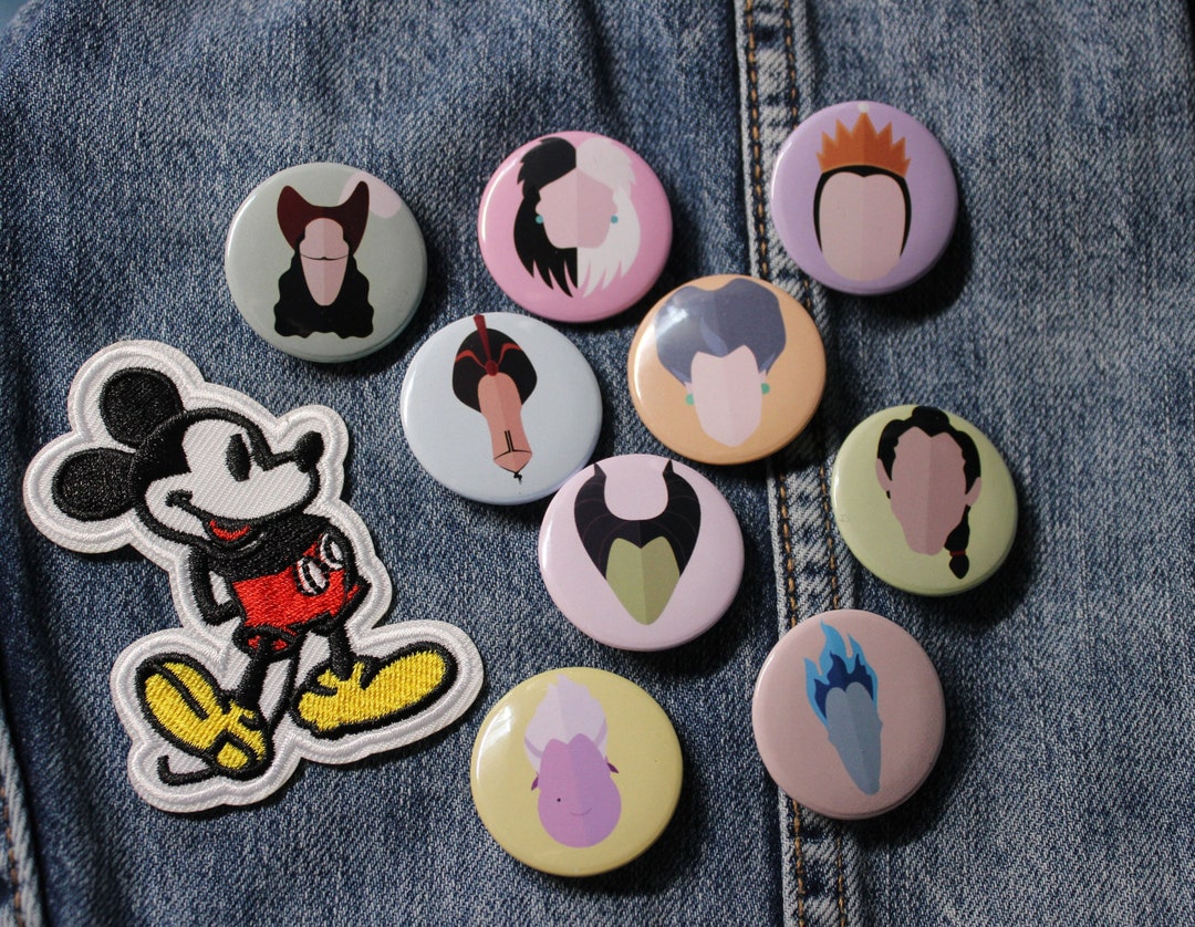Disney Villains Button Pins, Buttons, Disney Gift, Disneyland Merch ...