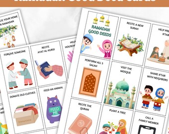 Ramadan Good Deed Cards for Kids Printable Islamic Activity 30 Daily ...