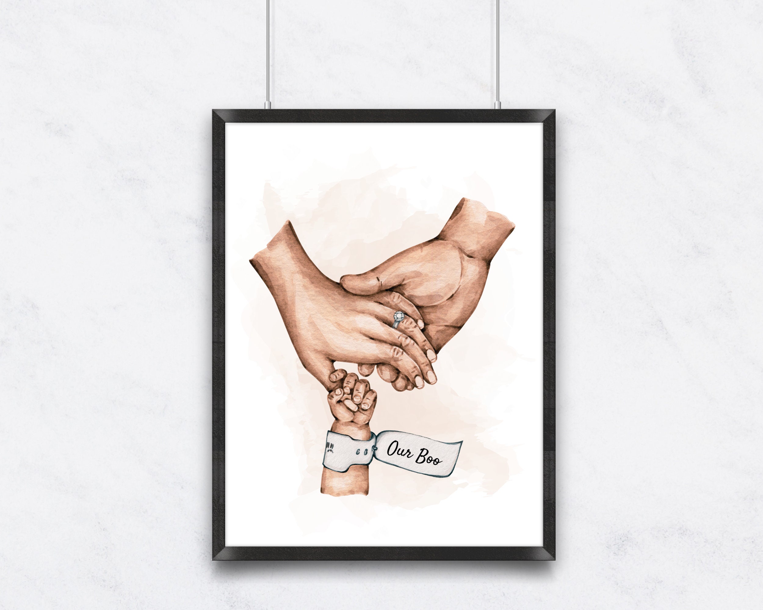 Personalized Family Hand Wall Art Print With Newborn's Hand - Cherished ...