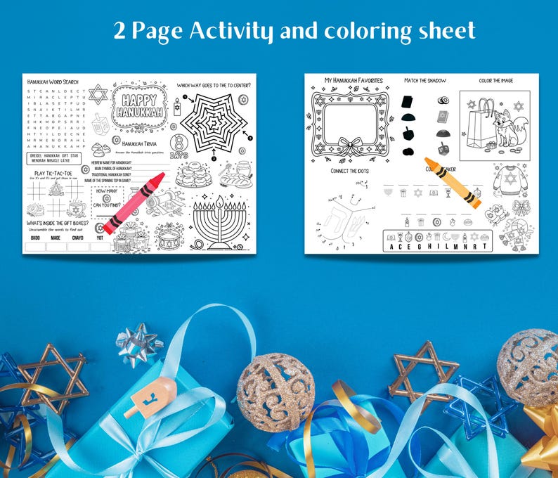 Hanukkah Kids Activity Coloring Sheet Jewish Festival Placemat ...