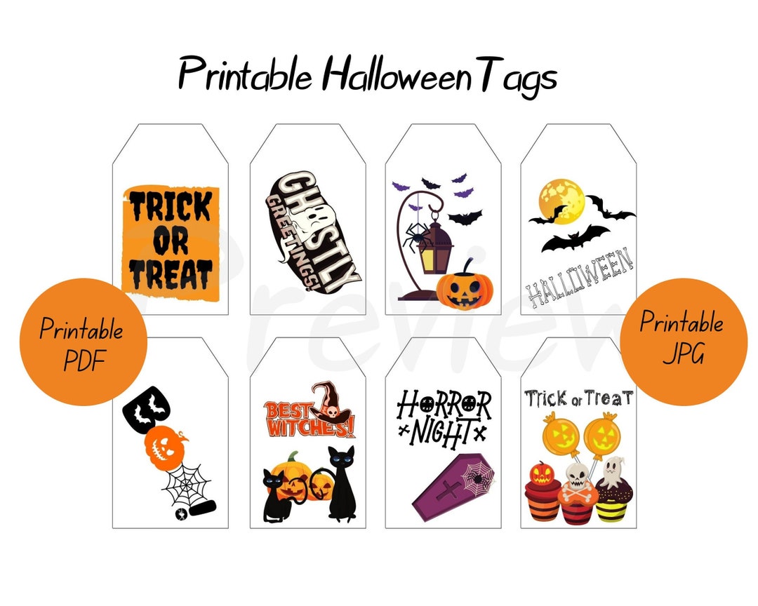 Printable HALLOWEEN Tags, Trick or Treat Tags, Halloween Favor Tags ...