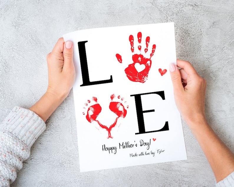 Mother's Day DIY Handprint Art Love Keepsake With Baby's Foot Prints ...