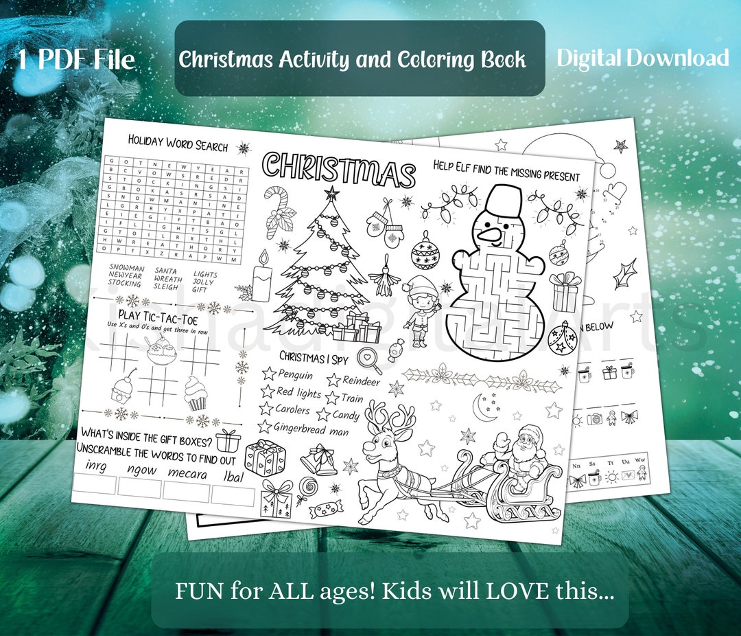 Hoja de actividades navideñas para niños, mantel individual, dibujos ...