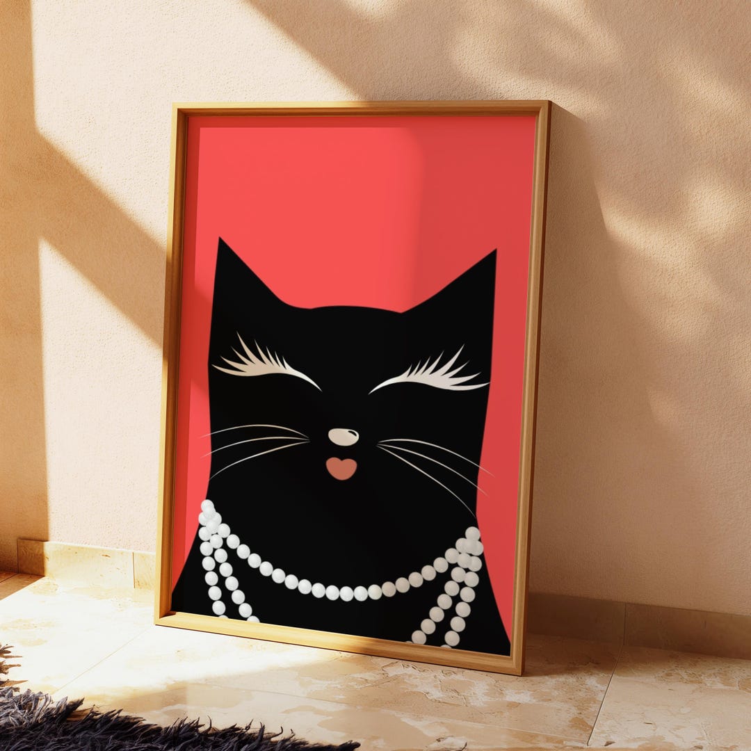 Luxury Vintage Glamour, Printable Designer Brand Poster Print, Cat Home ...