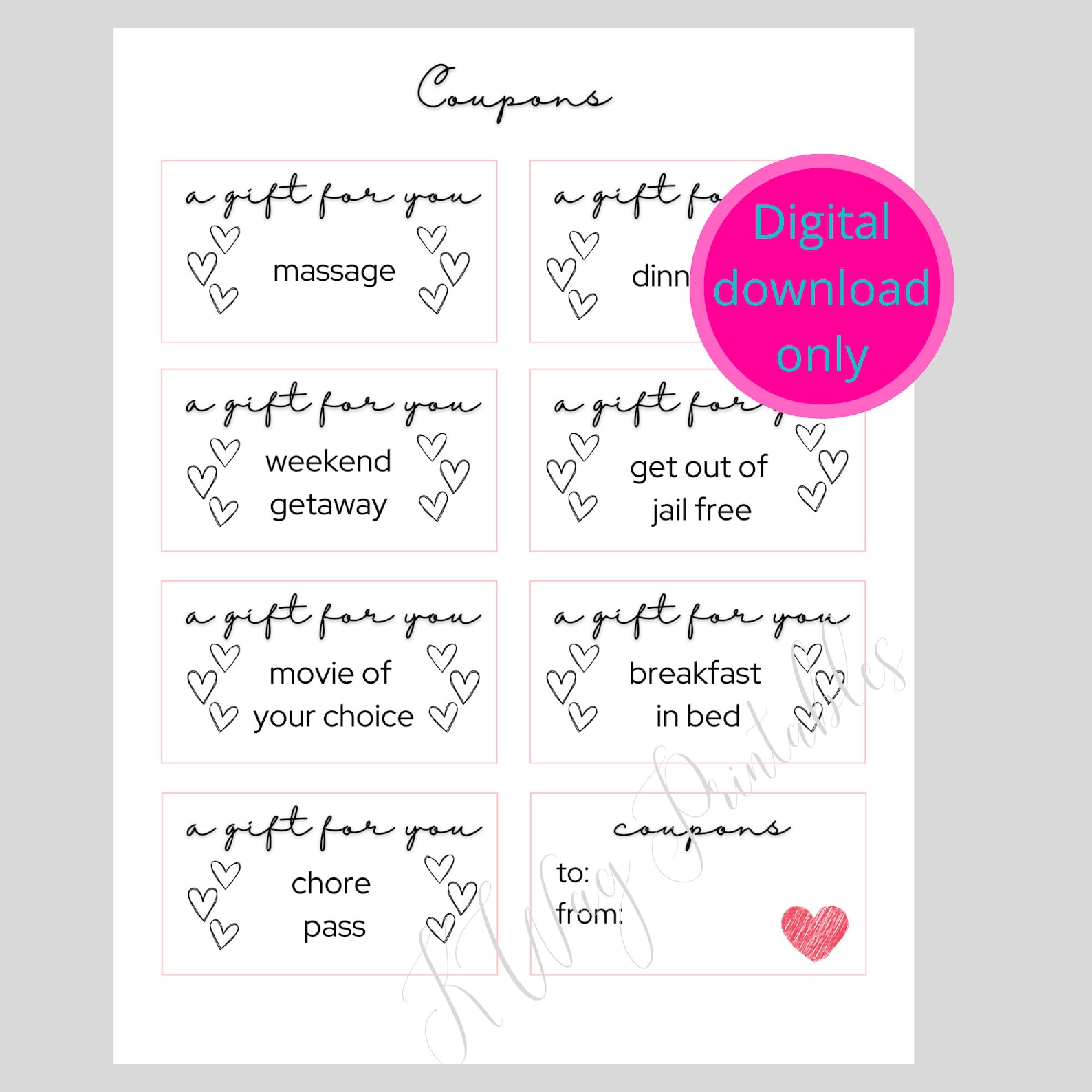 DIY Coupon Book, Coupon Gift, Homemade Gift, Love Coupons, Create Your ...