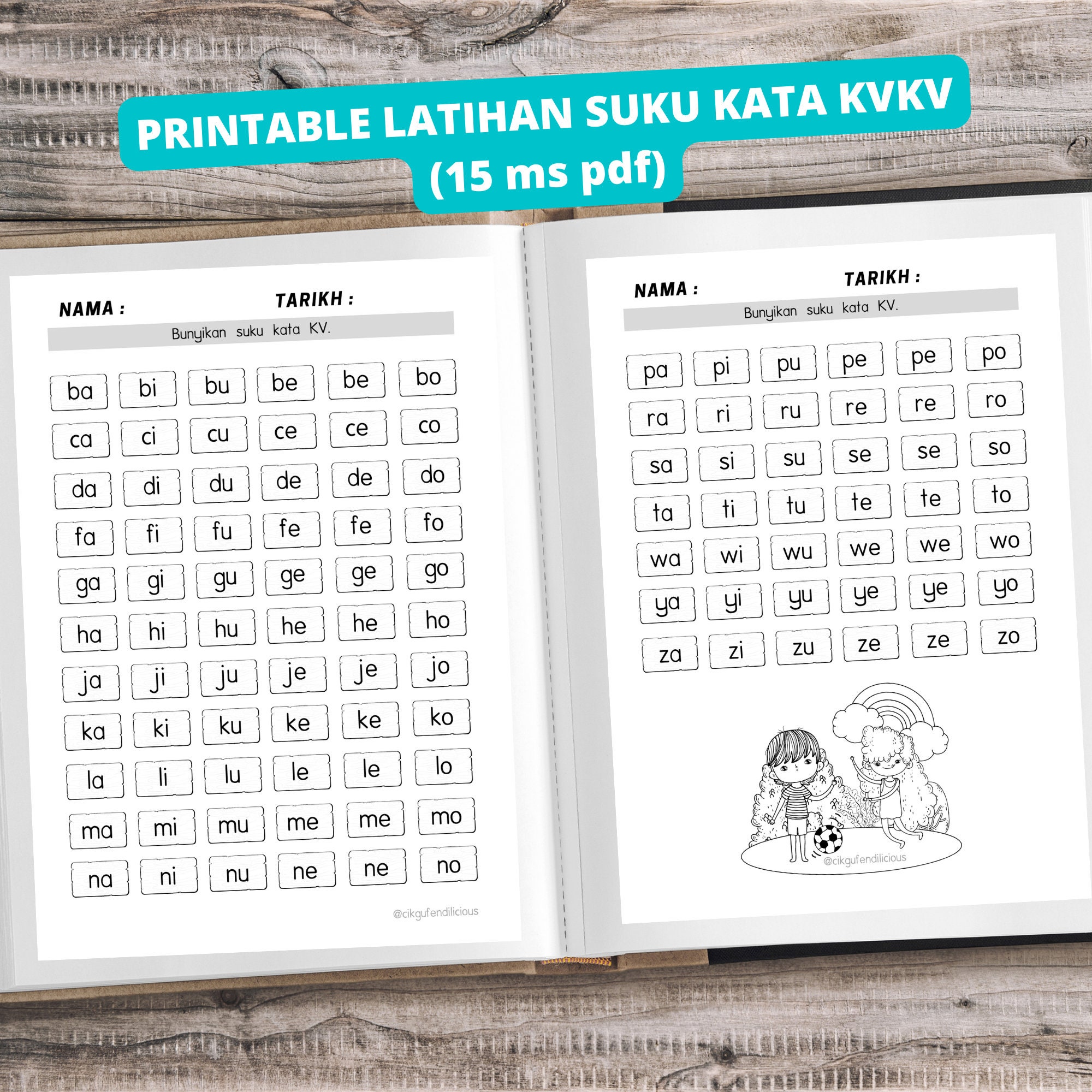 Printable Latihan Suku Kata KVKV Bahasa Melayu Prasekolah - Etsy México