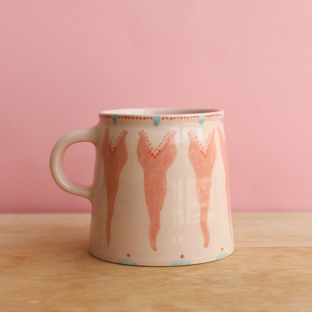 Floral Design Mug, Handcrafted Floral Ceramic Mug, Pottery Tumbler ...