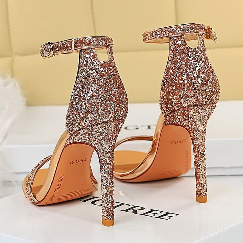 Multi Glitter T Strap Heel