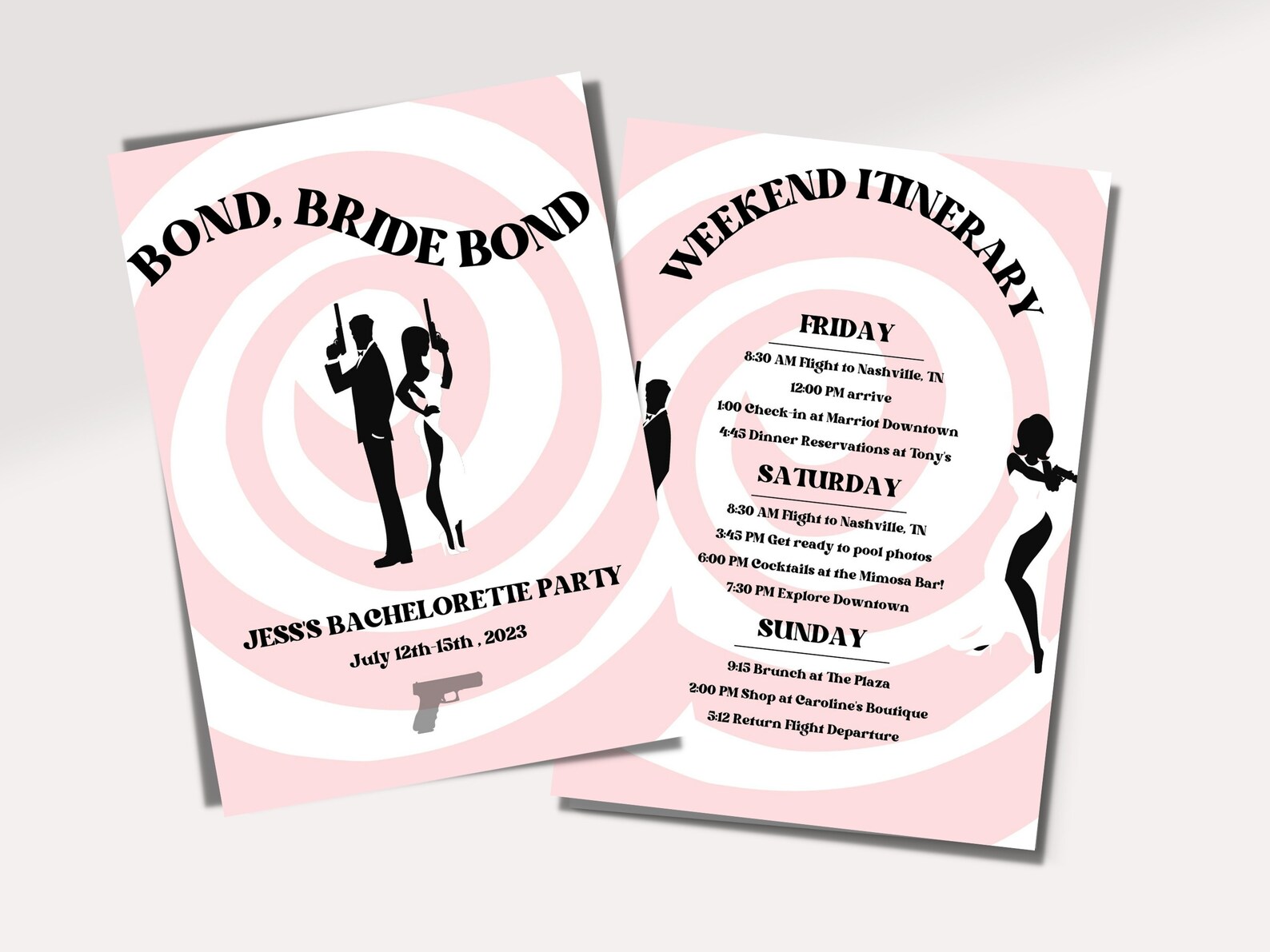 Bond Bride Bachelorette Invitation Template With Itinerary (digital ...