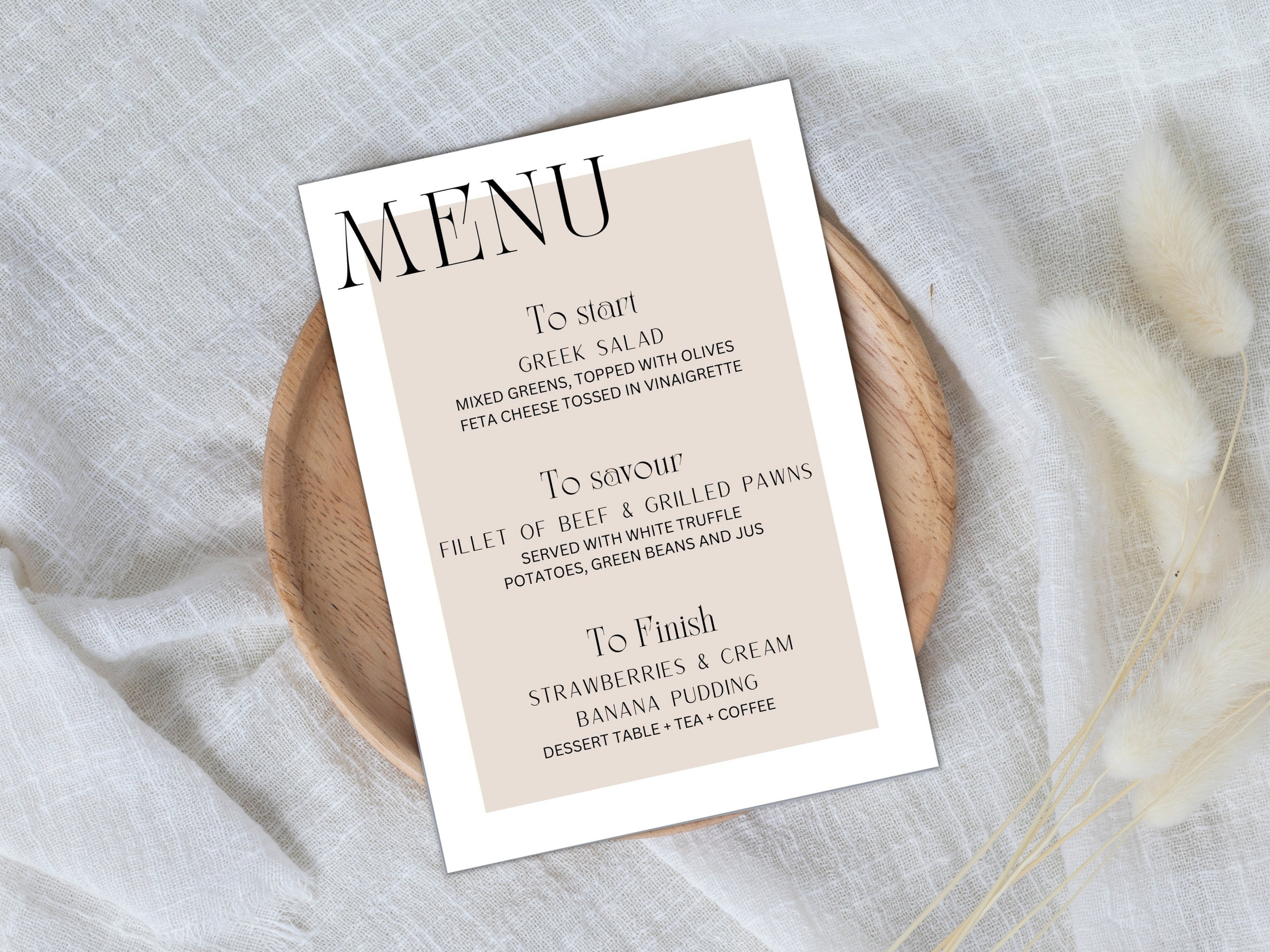 Minimal Menu Template Wedding Bridal Shower Engagement Party Digital ...