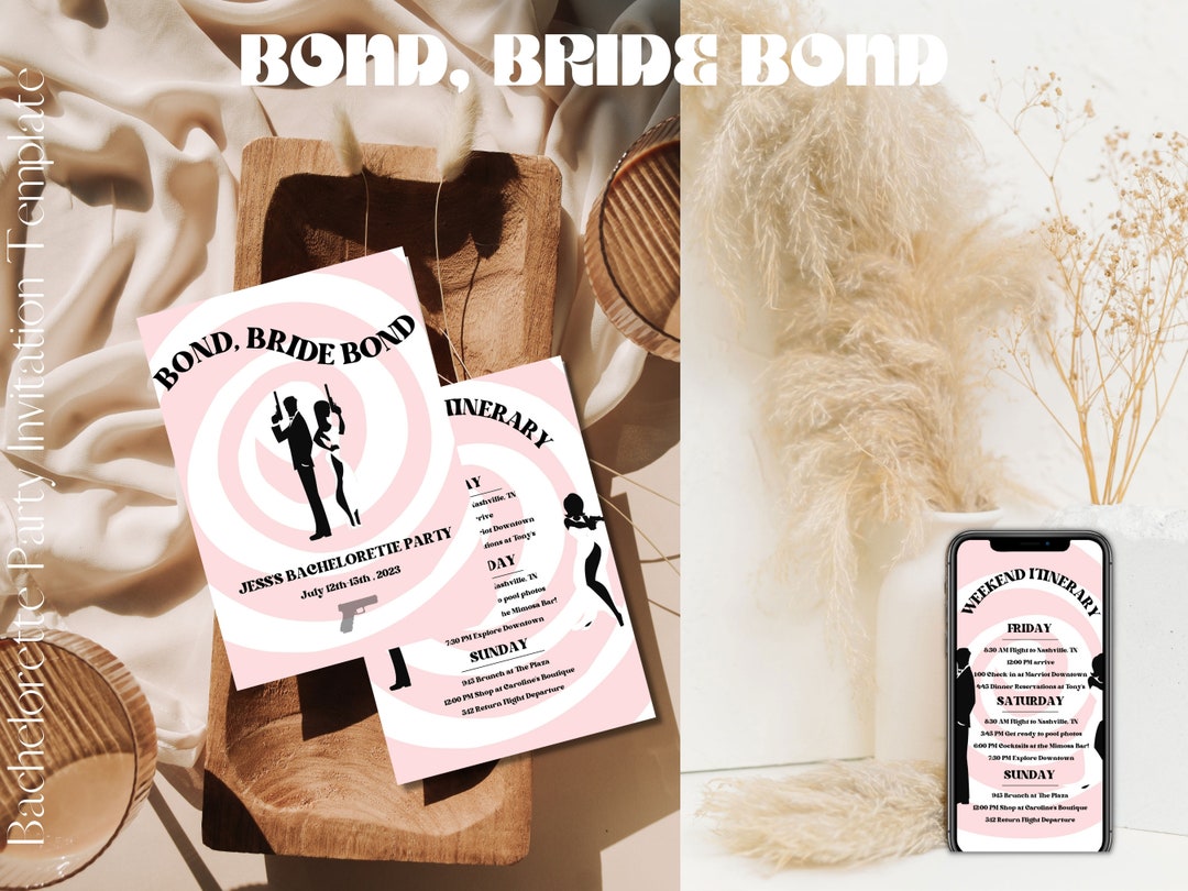 Bond Bride Bachelorette Invitation Template With Itinerary (digital ...