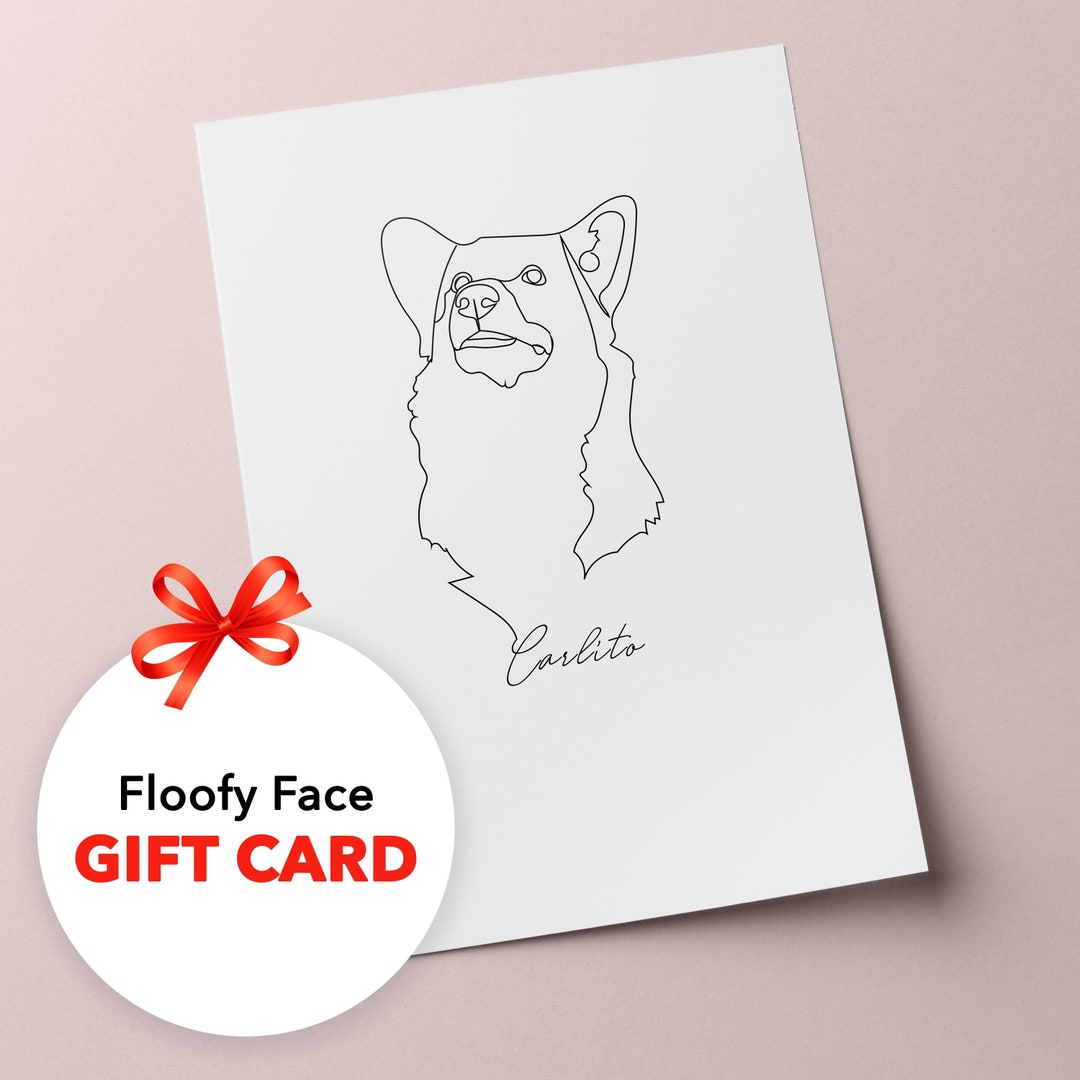Custom Pet Portrait Gift Card | Minimalist Line Art (digital Voucher ...