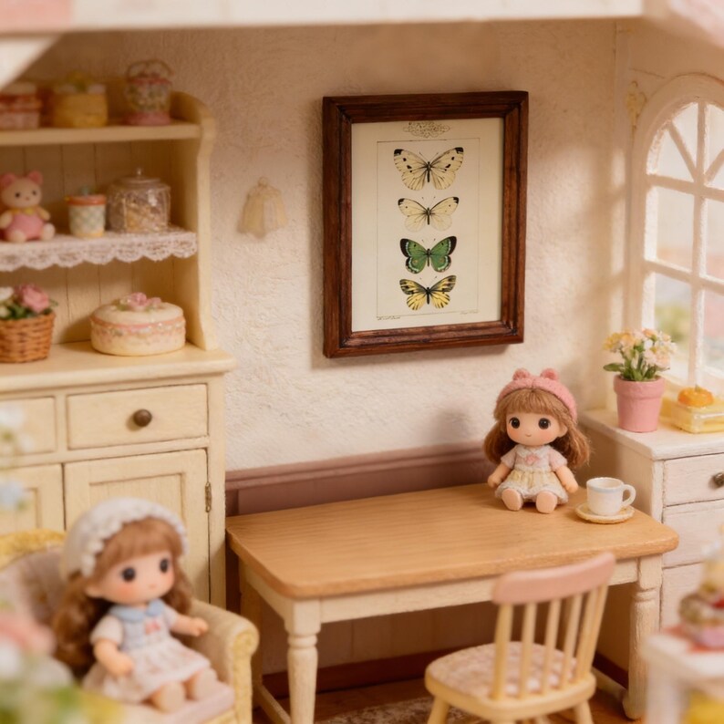 Handmade Butterfly Miniature Art: Vintage Framed BJD Dollhouse Decor ...