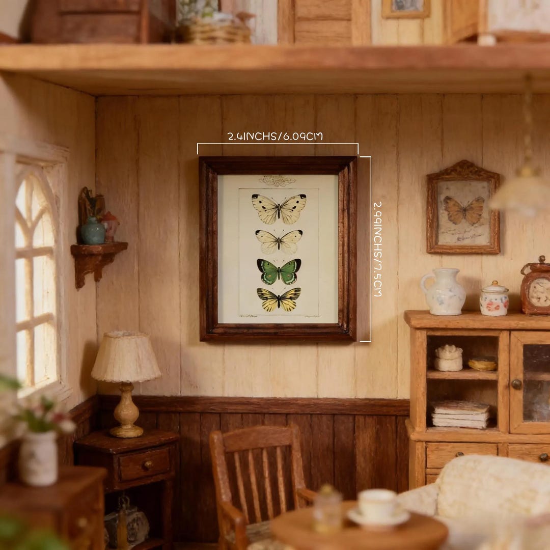 Handmade Butterfly Miniature Art: Vintage Framed BJD Dollhouse Decor ...