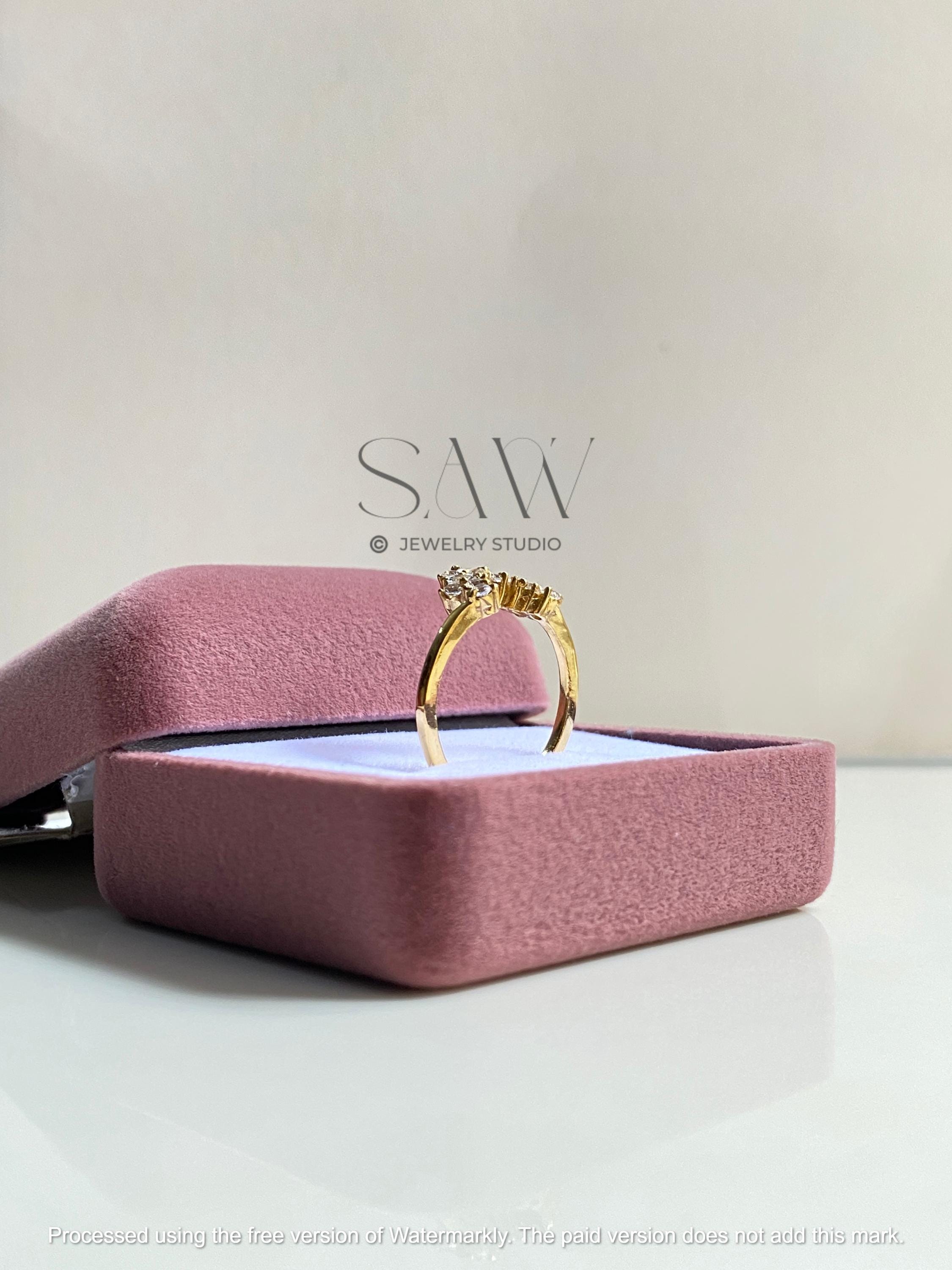 Minimalist Diamond Curved Wedding Band Women 14k Solid Gold Contour ...