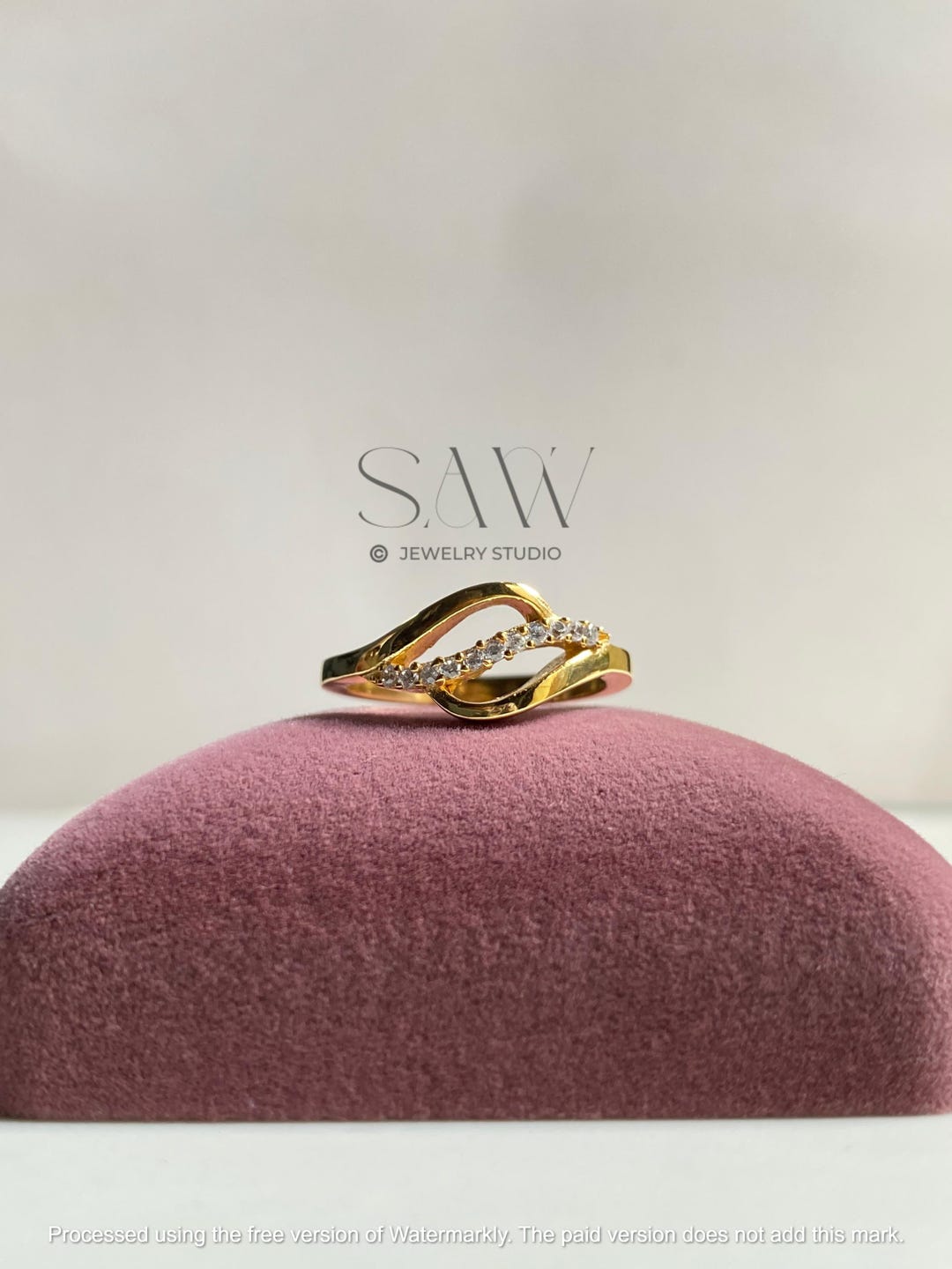 Minimalist Diamond Curved Wedding Band Women 14k Solid Gold Contour ...