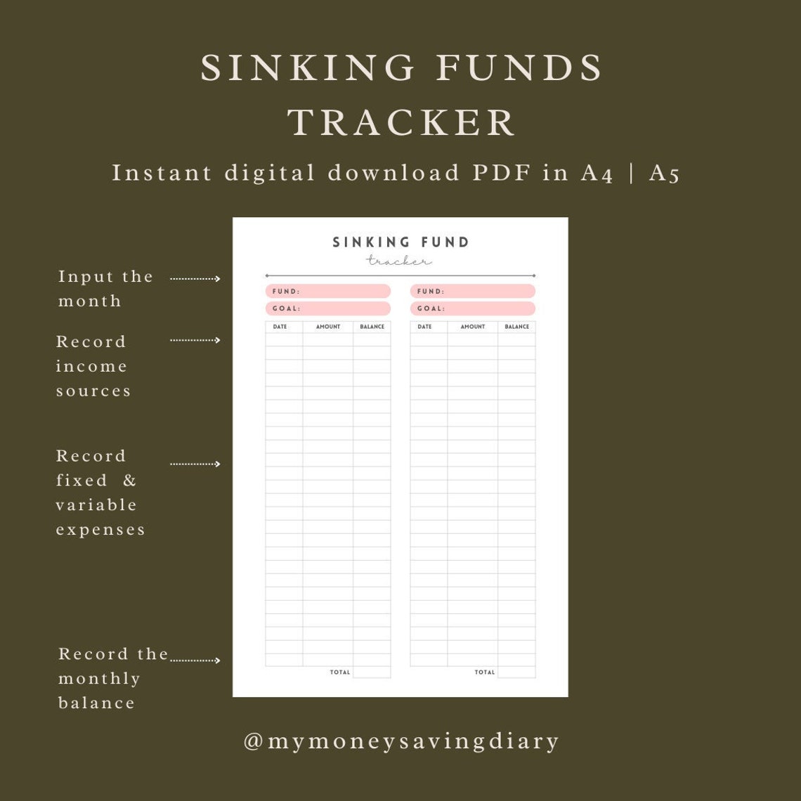 Printable Sinking Funds Tracker | Track Your Saving | Digital Download ...