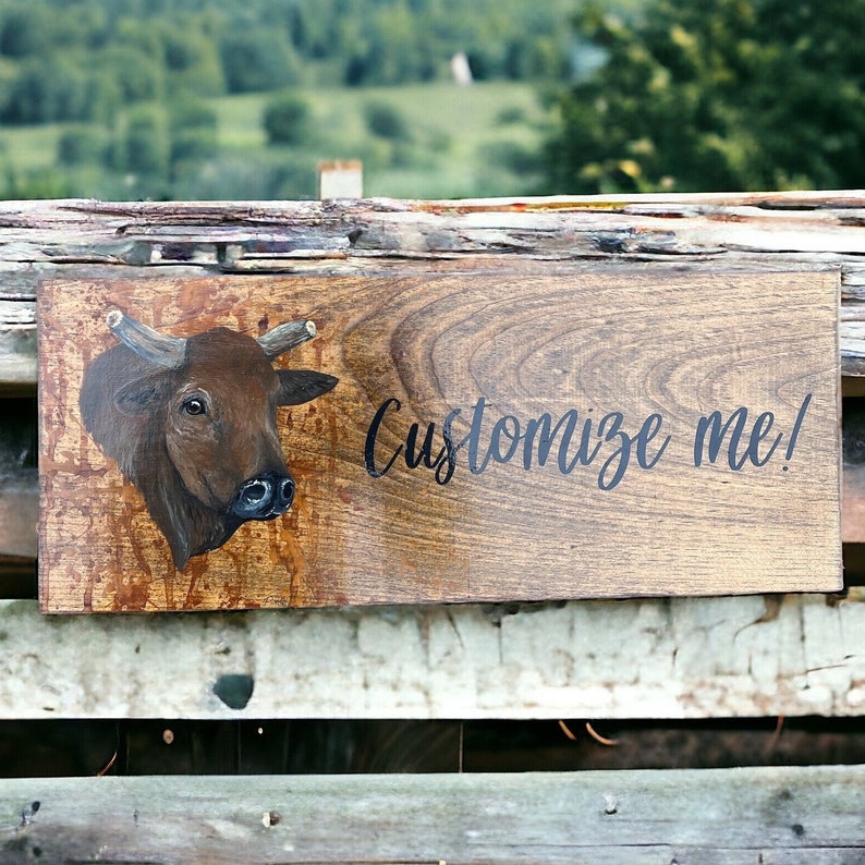 Hand Painted Custom Bull Sign - Etsy