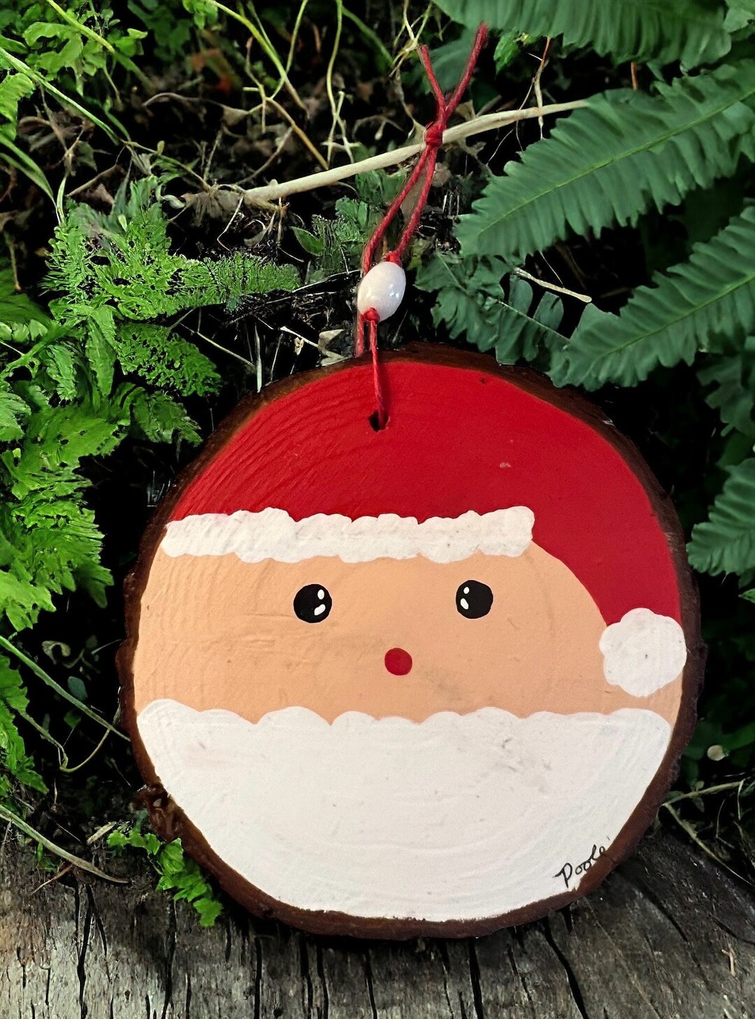 Hand Painted Santa Wood Slice Ornament - Etsy