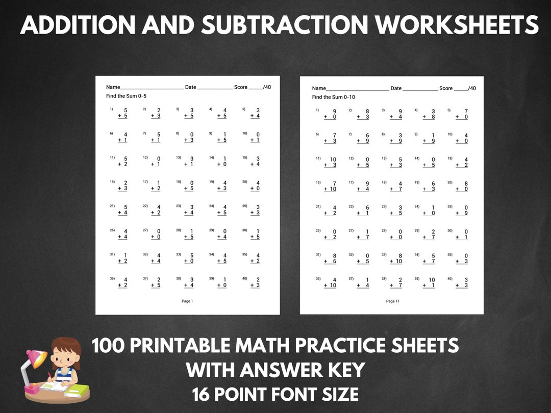 Math Practice Worksheets for Grade 1, Addition and Subtraction ...