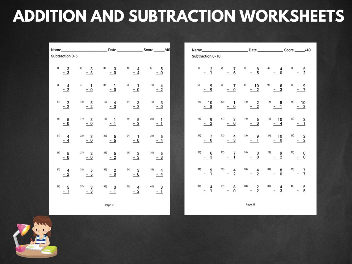 Math Practice Worksheets for Grade 1, Addition and Subtraction ...