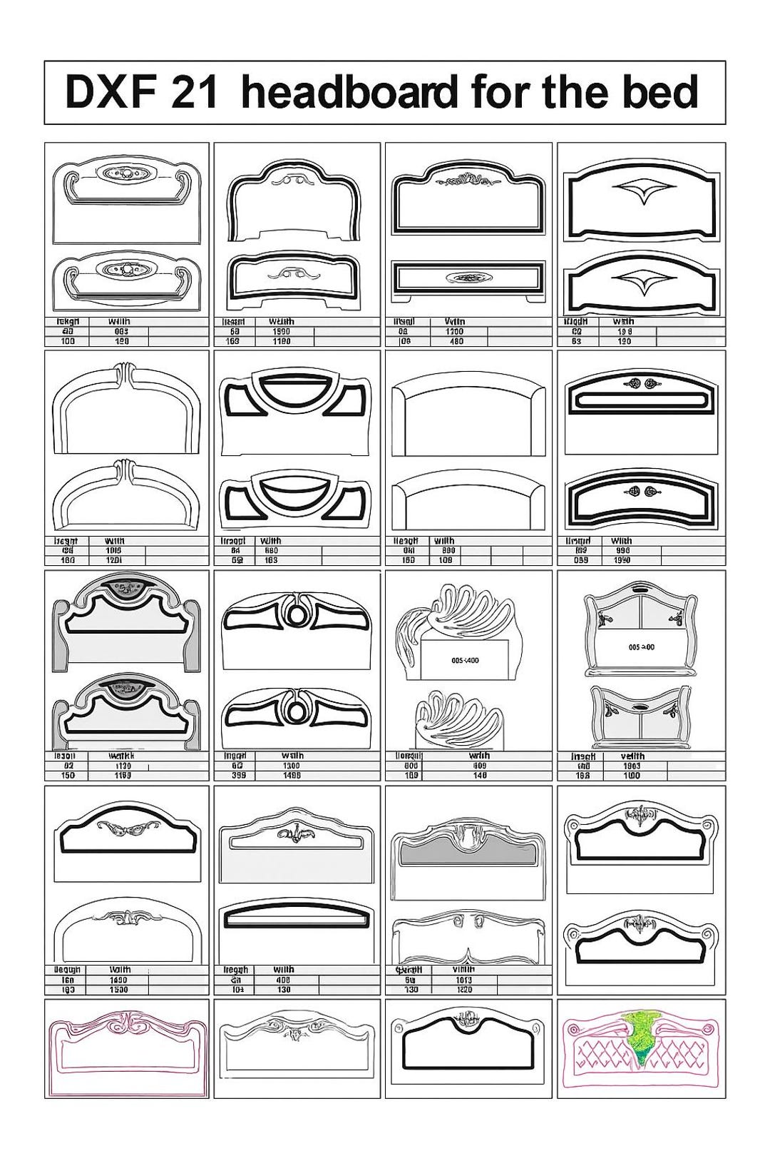Bed DXF Files for Cnc: 21 Headboard Designs + Bedroom Set (digital ...