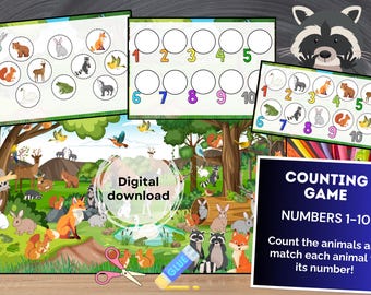 Counting Game - Forest Animals - Numbers 1-10 (cut and Paste) - Etsy