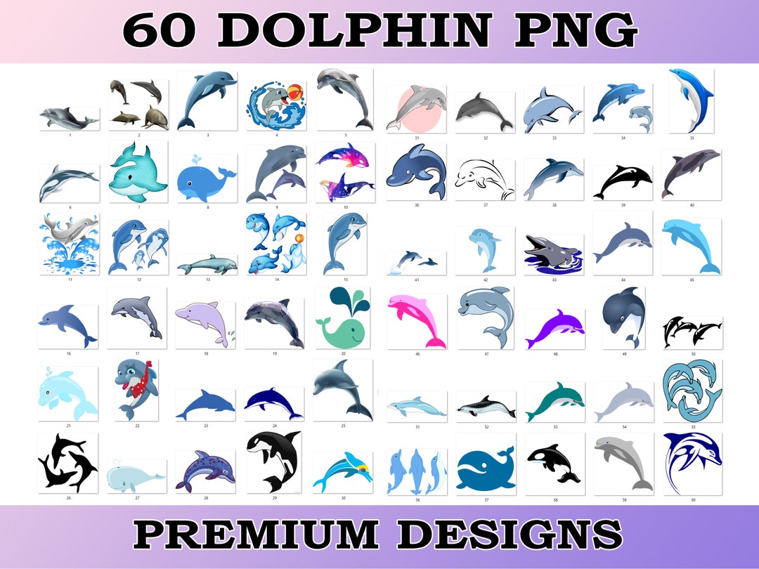 60 Dolphin PNG / Dolphin Clipart / Dolphin Bundle / Impresión - Etsy México
