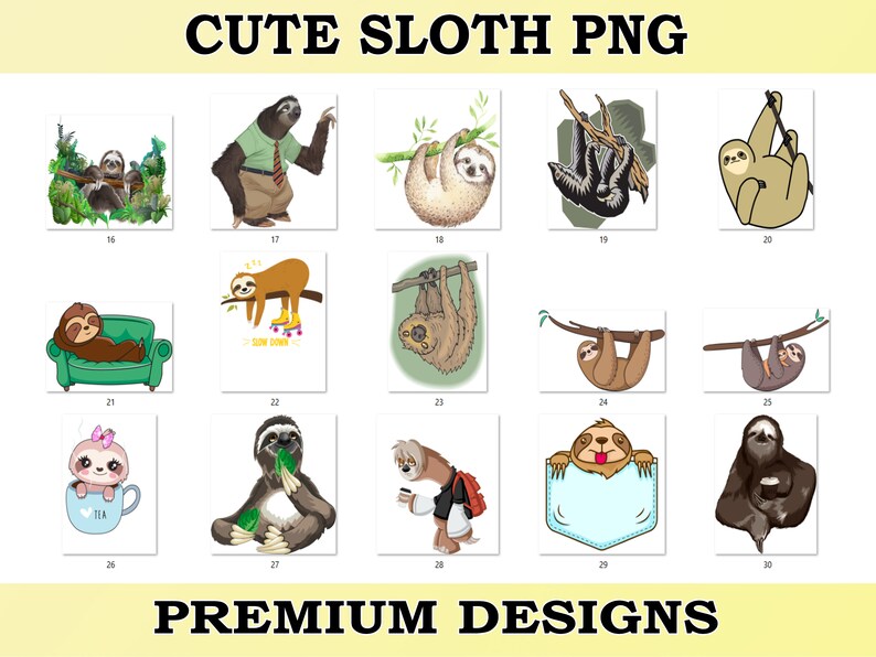 60 Cute Sloths PNG/ Sloths Clipart PNG/ Sloths PNG Bundle/ - Etsy México