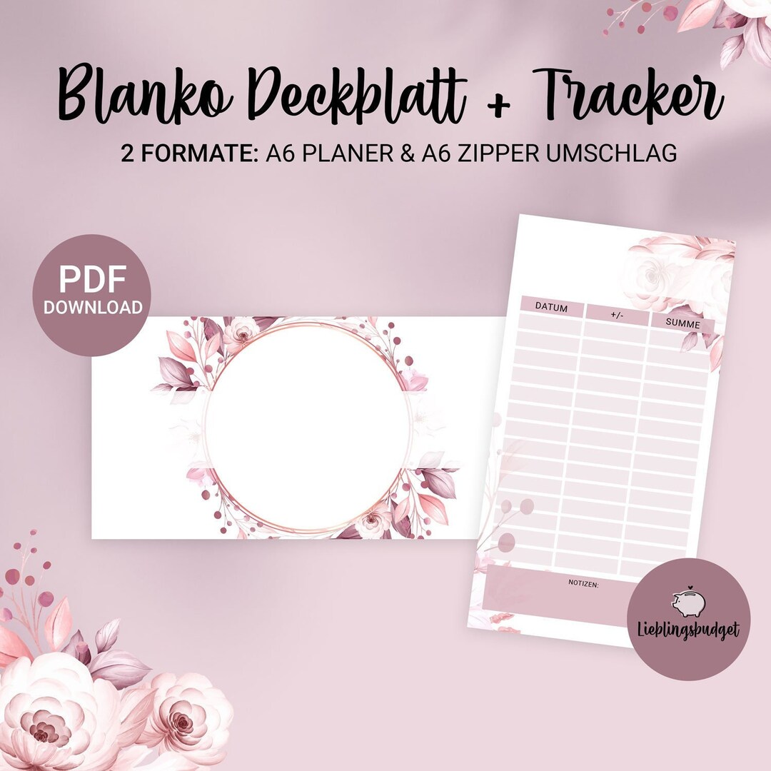 Blank Dashboards Cover Pages + Trackers for Budget Binder PDF Download ...