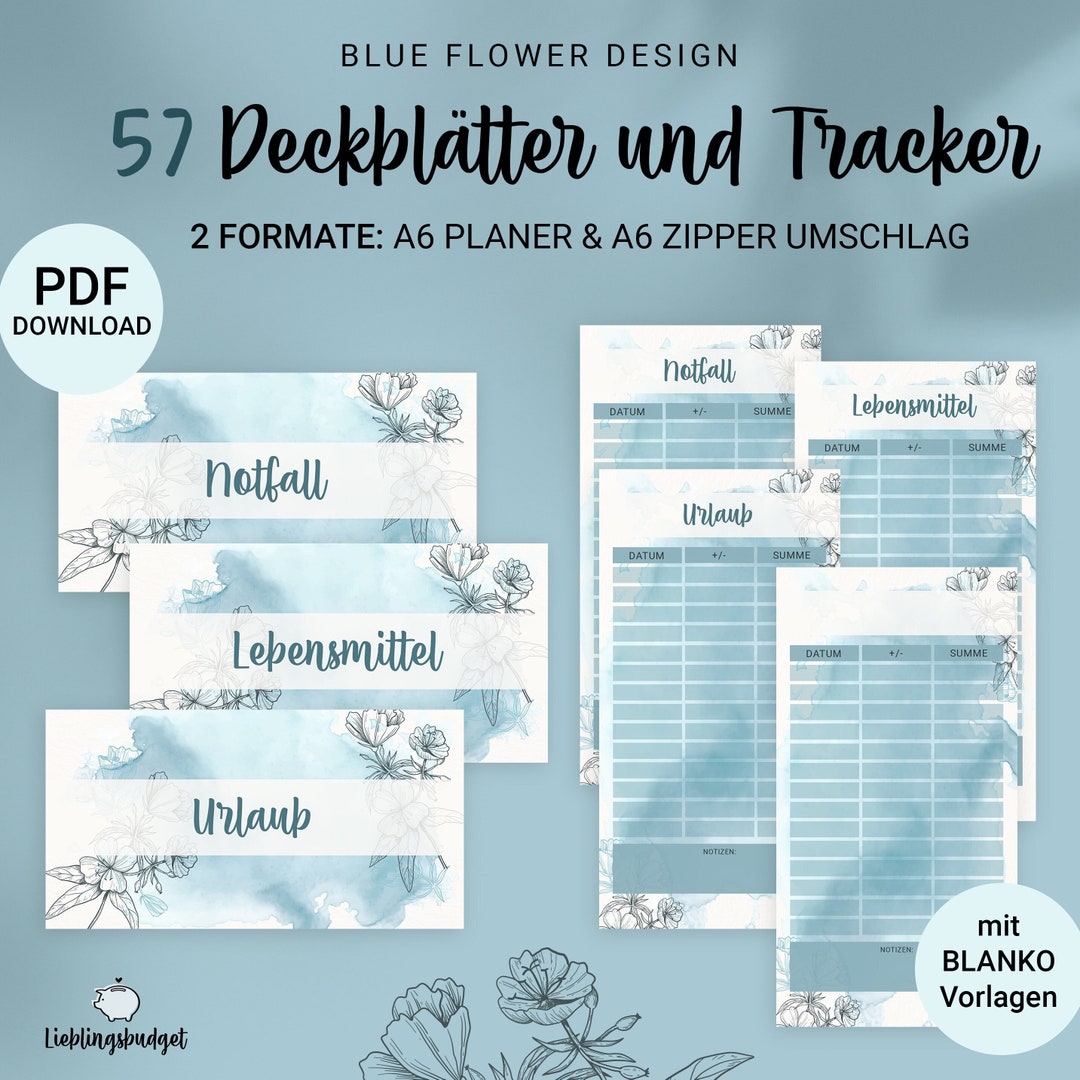 57 Dashboards Deckblätter + Tracker für Budget Binder PDF Download ...
