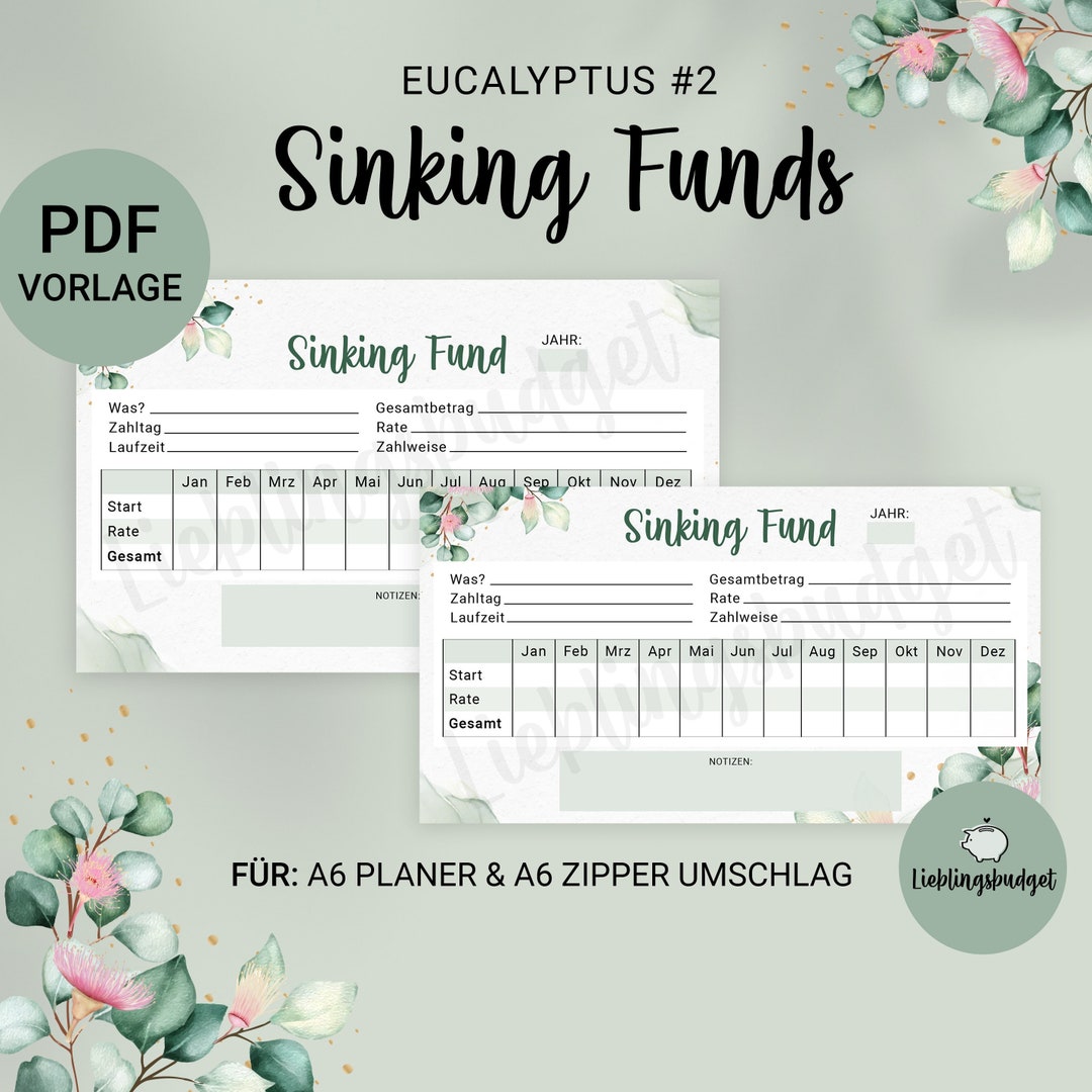 Sinking Fund Tracker for Budget Binder PDF Download Eucalyptus Flowers ...
