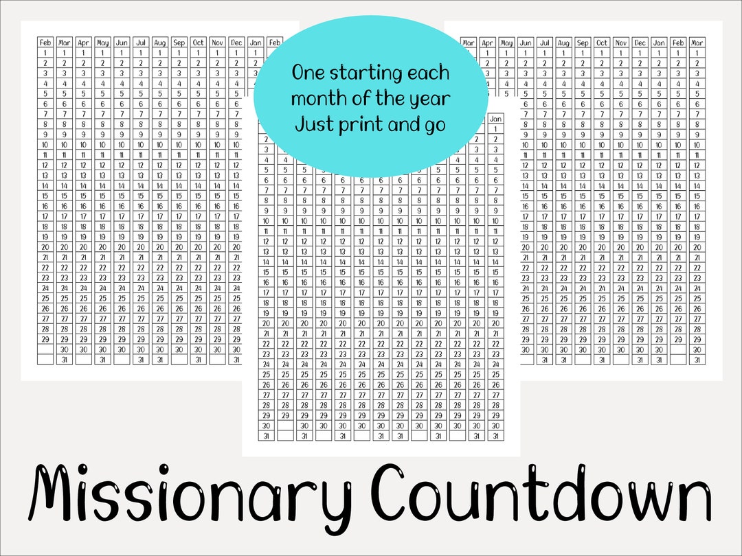 Missionary Countdown | LDS Missionary | Monthly Countdown | Printable - Etsy