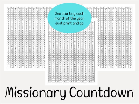 Missionary Countdown LDS Missionary Monthly Countdown - Etsy