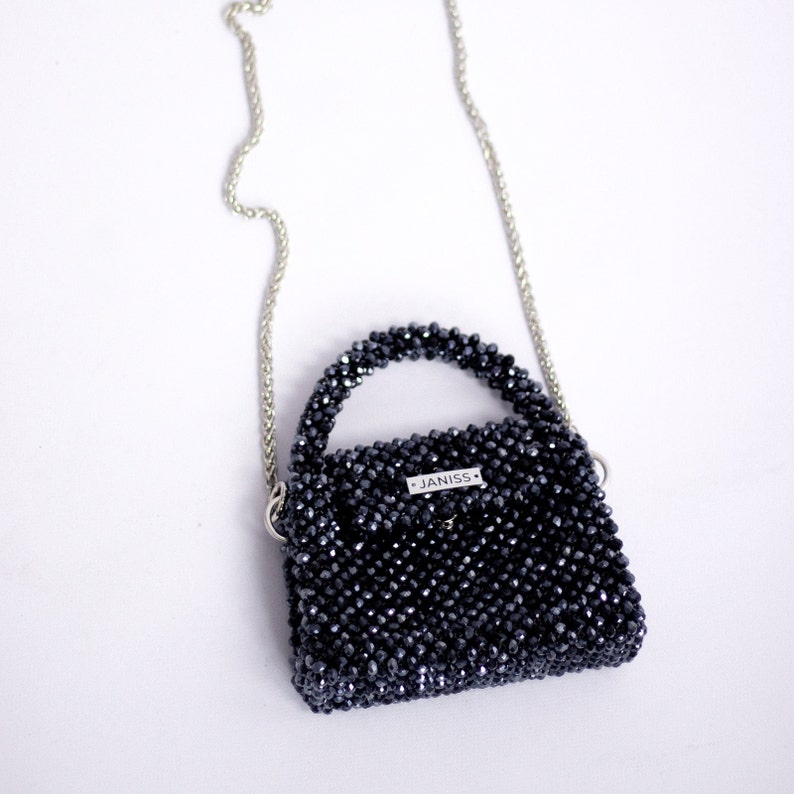 Crystal Bag Black Crystal Bag Silver Bag Evening Bag - Etsy