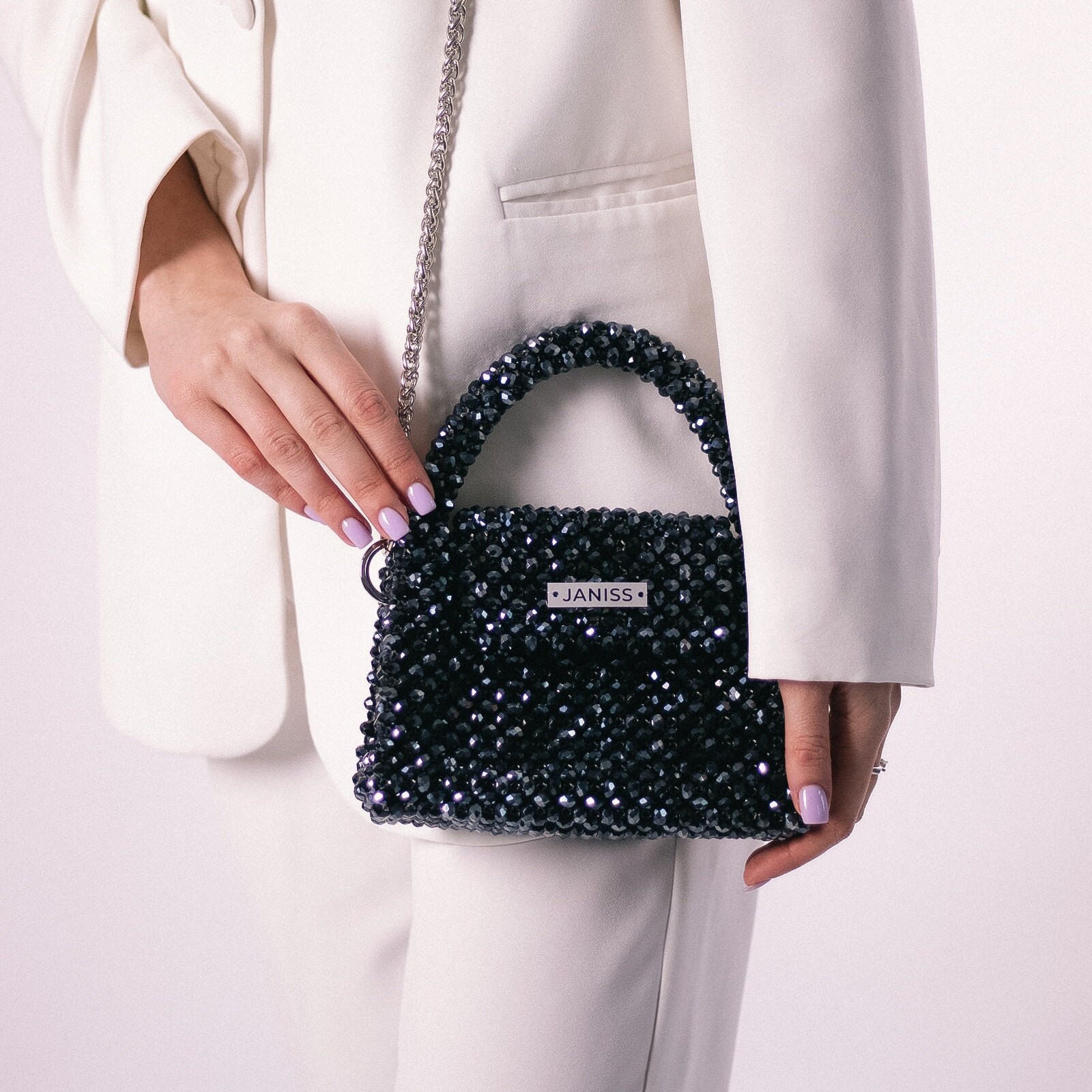 Crystal Bag, Black Crystal Bag, Silver Bag, Evening Bag, Bright Bag ...