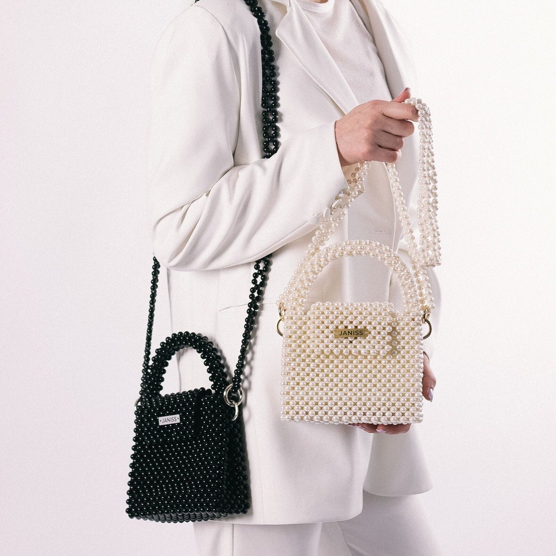 Pearl Beaded Bag, Black Pearl Handbag, Ivory Pearl Handbag, Bridal Bags ...