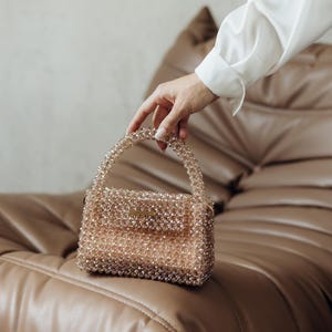 Champagne-colored Crystal Beaded Handbag, Sparkling Bag, Crystal Purse ...