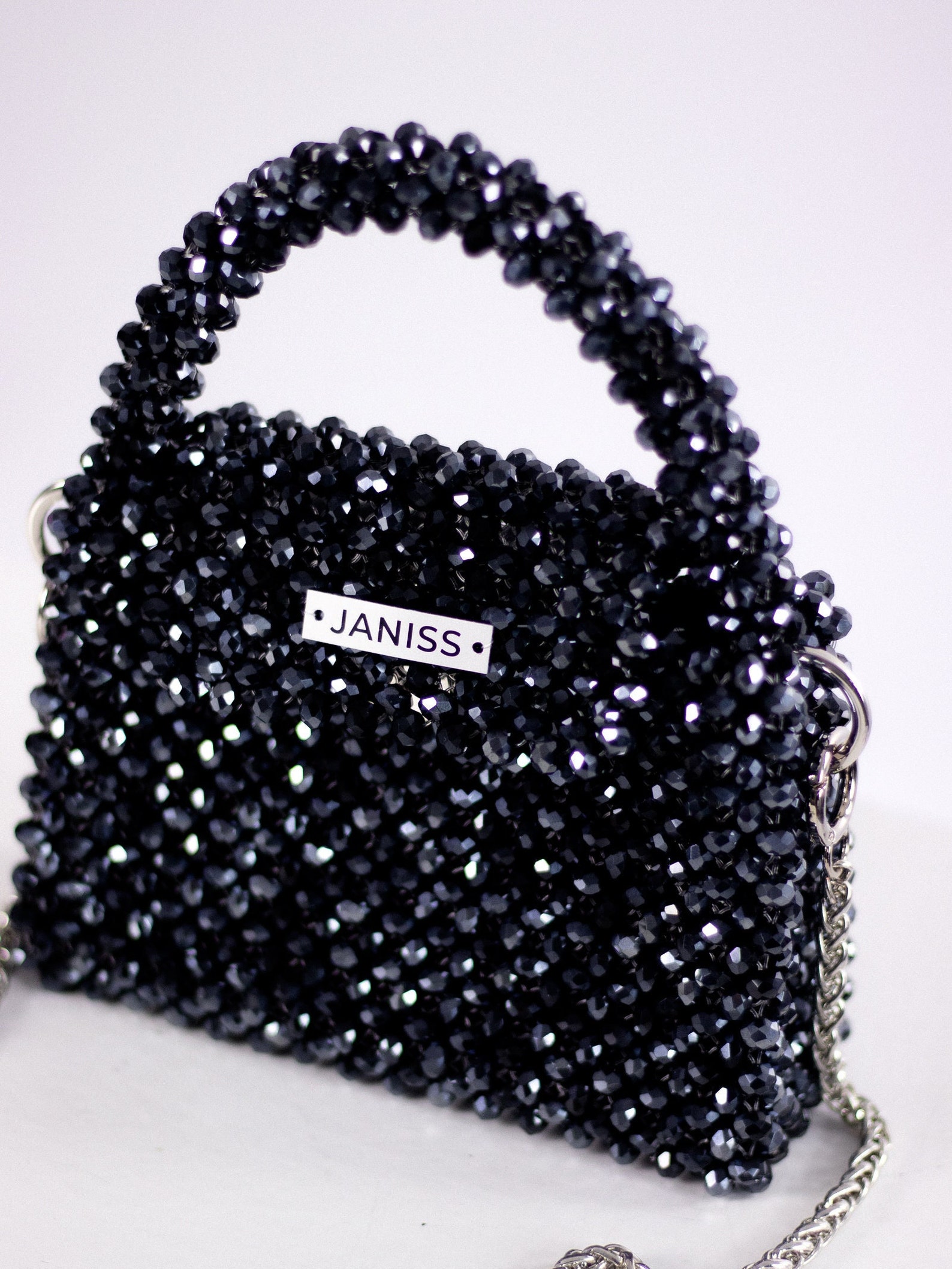 Crystal Bag Black Crystal Bag Silver Bag Evening Bag - Etsy