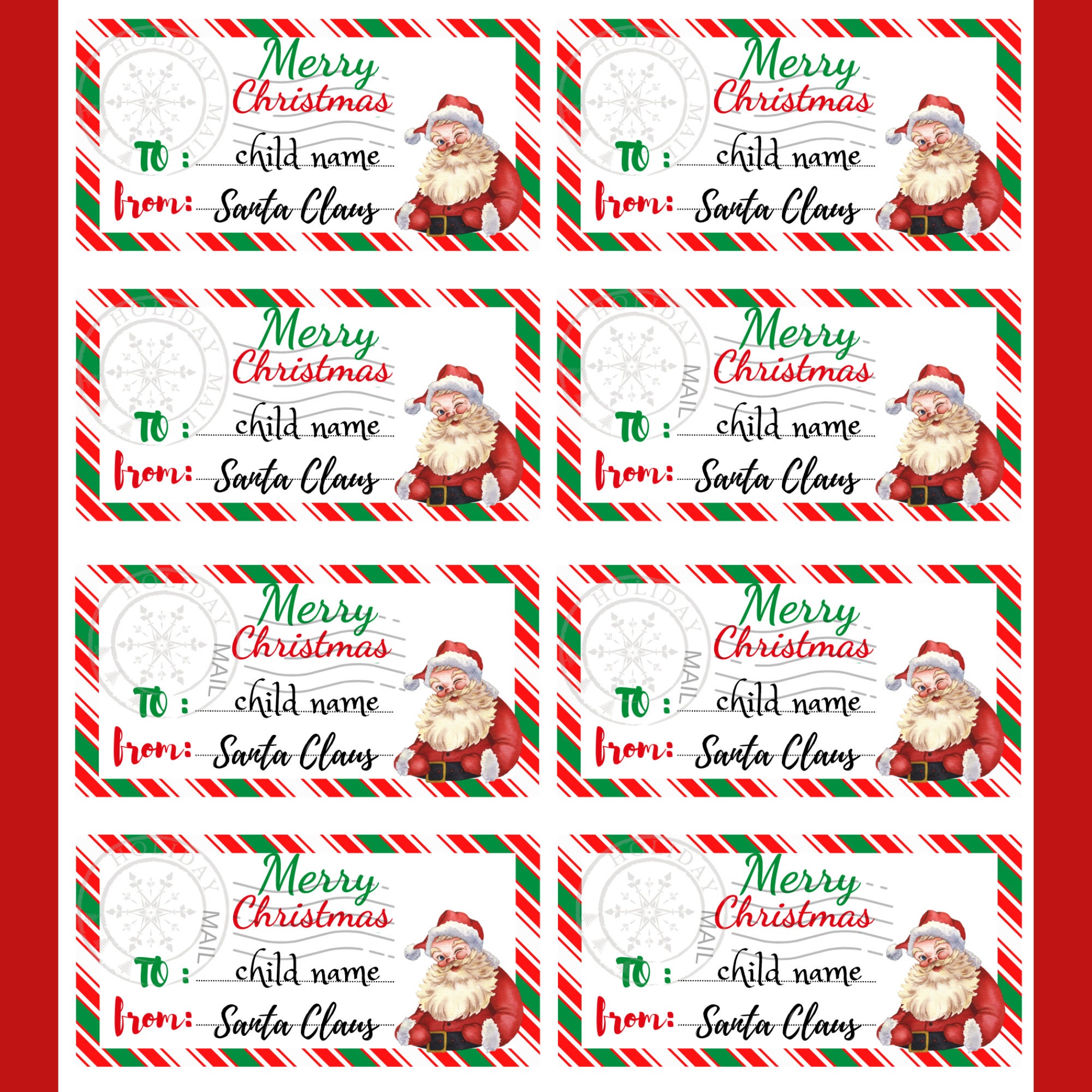 Santa Gift Tags Canvatemplate - Christmas Labels for Kids - From Santa ...