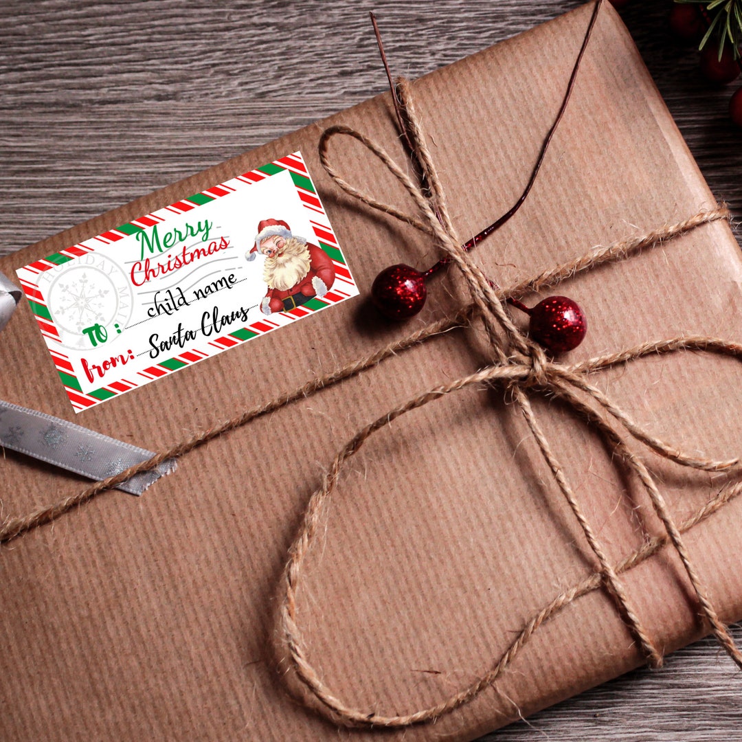 Santa Gift Tags Canvatemplate - Christmas Labels for Kids - From Santa ...