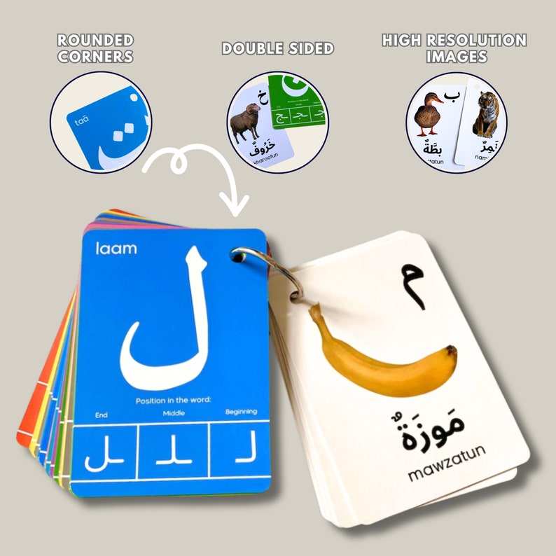 Arabic Alphabet Flash Cards, Children Learning Arabic Words, Islamic ...