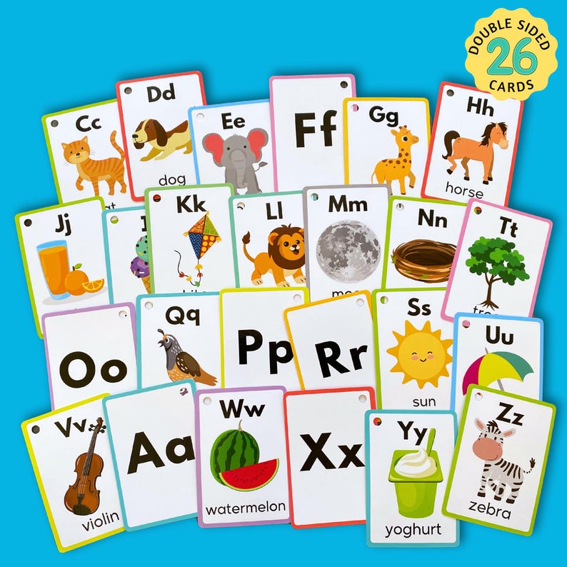 Alphabet Flash Cards Educational Uppercase Lowercase ABC Learning ...
