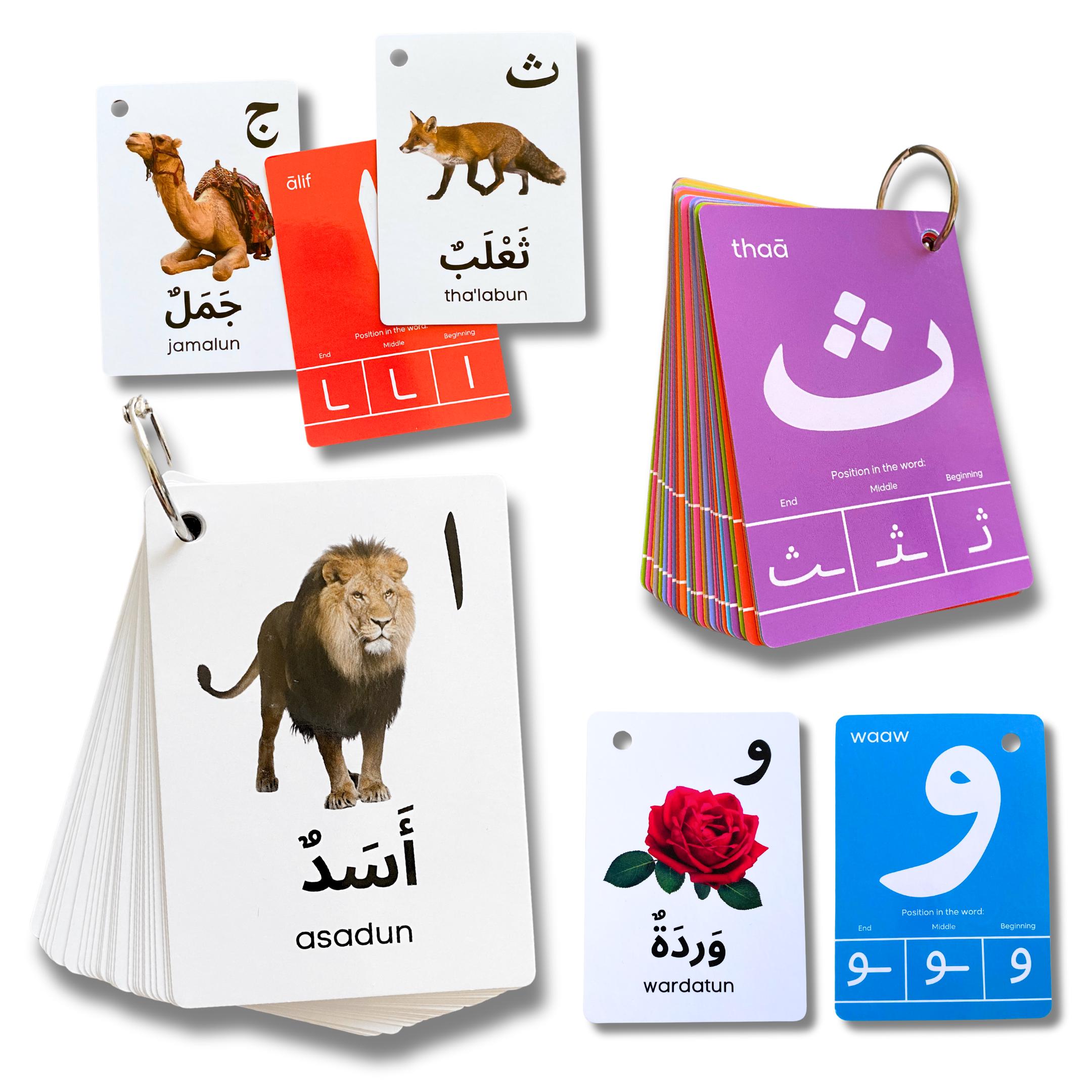 Arabic Alphabet Flash Cards, Children Learning Arabic Words, Islamic ...