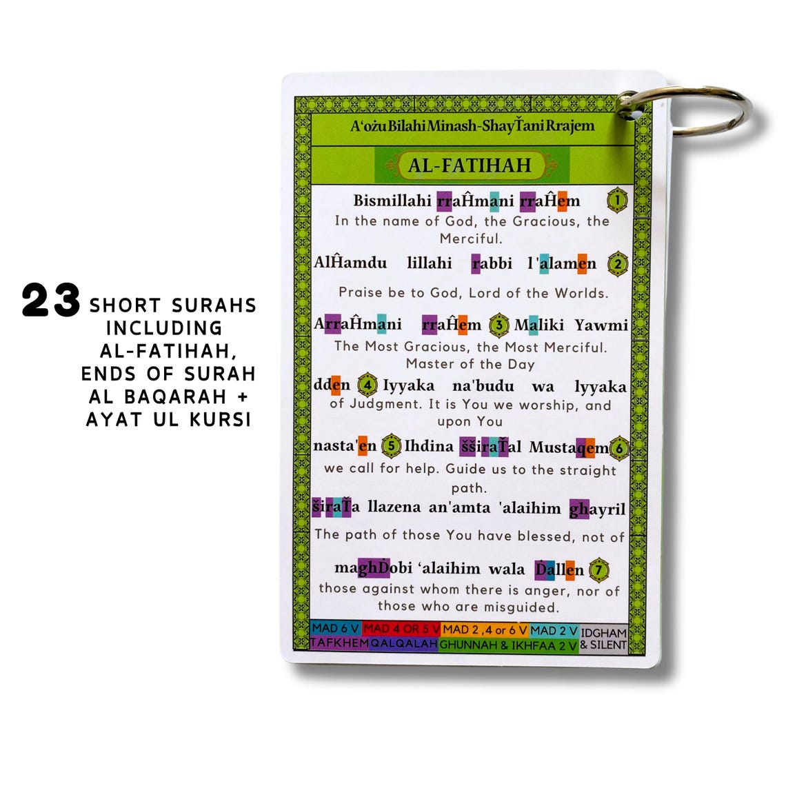 Short Surah Cards, Quran With Tajweed, Transliteration, Islamic Gifts ...