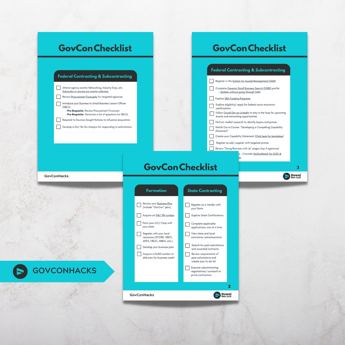 Government Contract Checklist Govcon Checklist Business Plan Federal ...