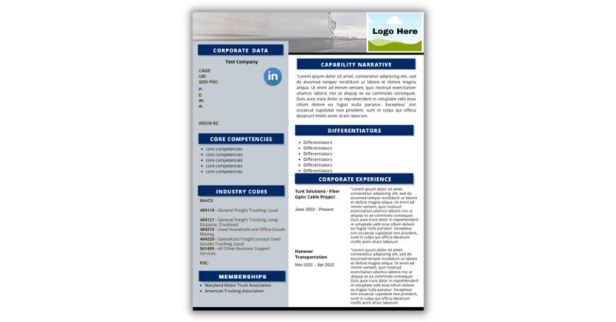 Transportation, Logistics, Trucking. Editable. Government Contracting ...