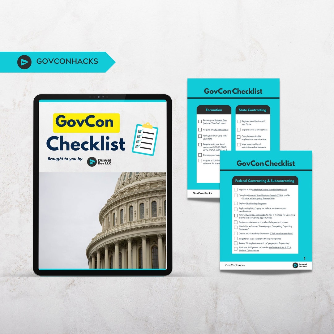 Government Contract Checklist Govcon Checklist Business Plan Federal ...