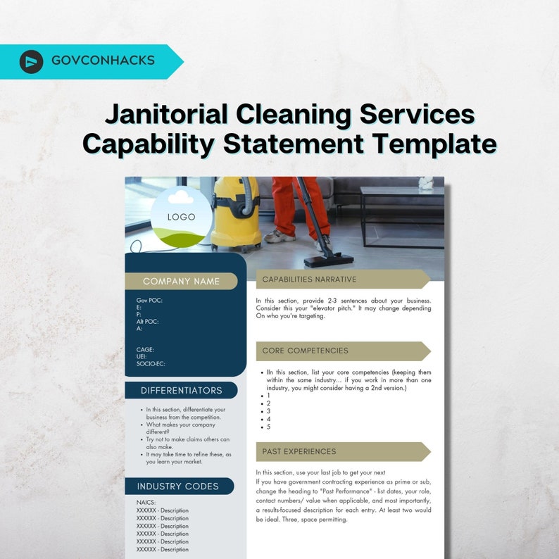 Professional Industry Janitorial Cleaning Service Capability Statement ...